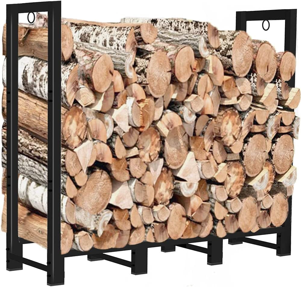 8Ft Outdoor Firewood Rack Holder for Fireplace Wood Storage, Adjustable ...