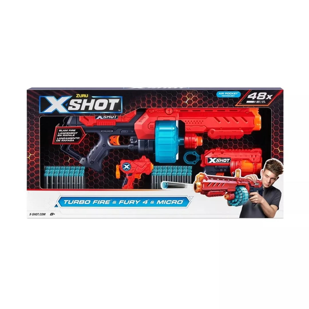 XSHOT Excel Turbo Fire + Fury 4 + Micro Combo Pack (48 Darts) ZURU ...