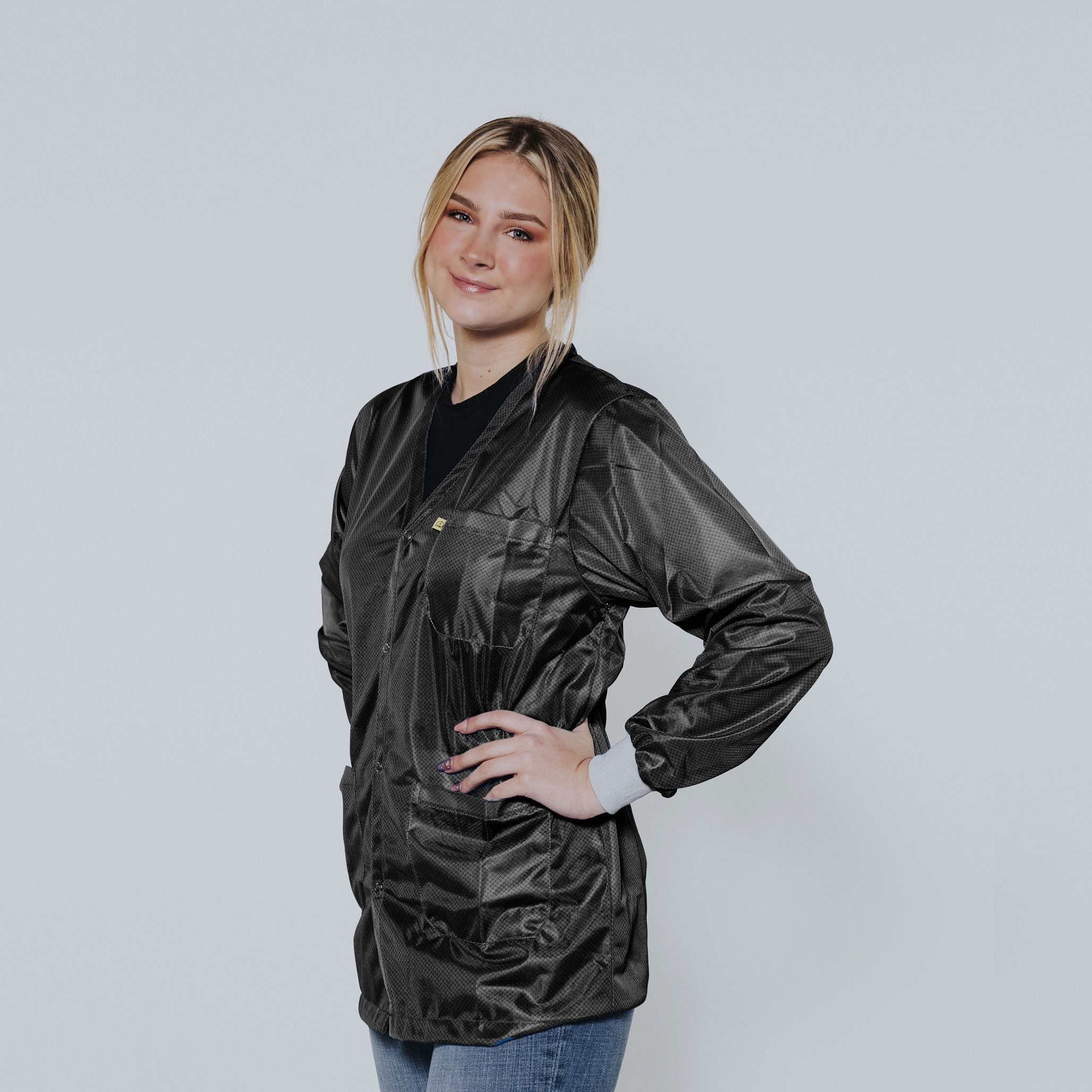 ESD Jacket - Anti-Static Fabric, Medium Weight V-Neck Collar, ESD Knit Cuff - Walmart.com