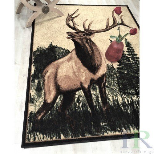 Lodge, Cabin Nature and Animals Area Rug - Nature Pattern Cabin Area ...