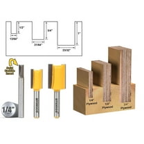 Yonico 3 bit undersize plywood dado router bit set - 1/4" shank ...