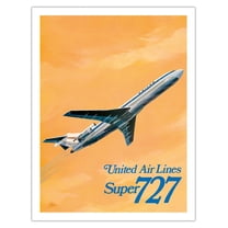 Boeing Super 727 Jet Airplane - United Airlines - Vintage Airline ...