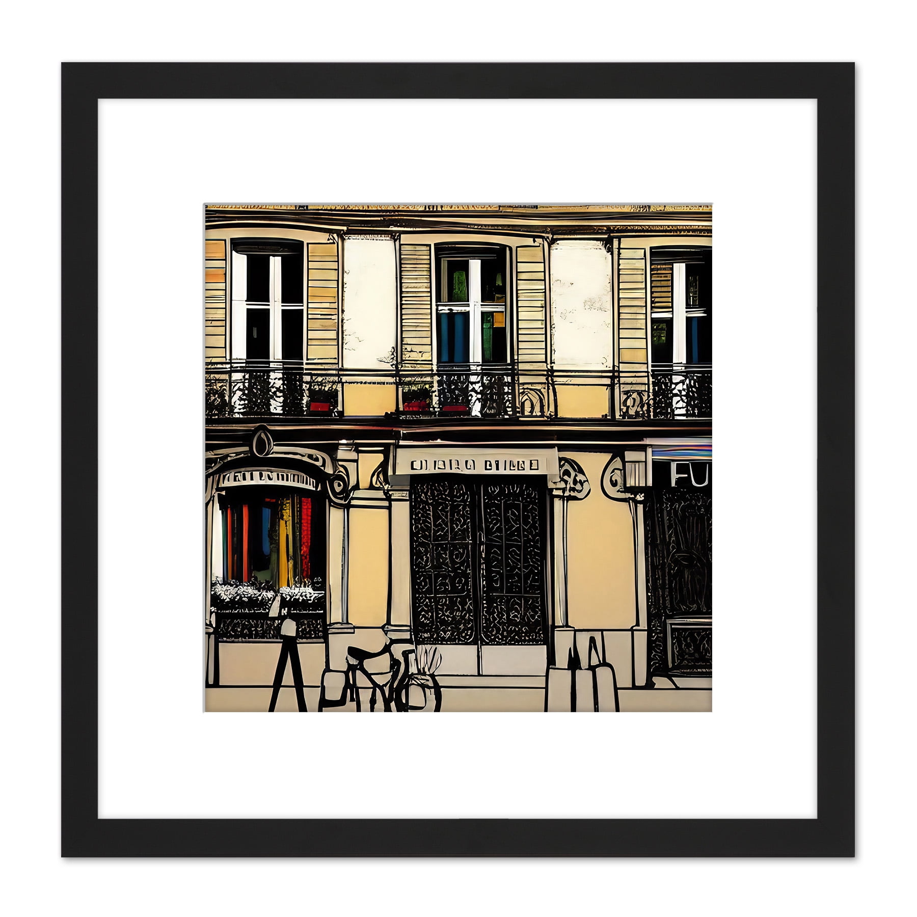 Vintage Building Facade With Balconies in Madrid Spanish City Painting ...