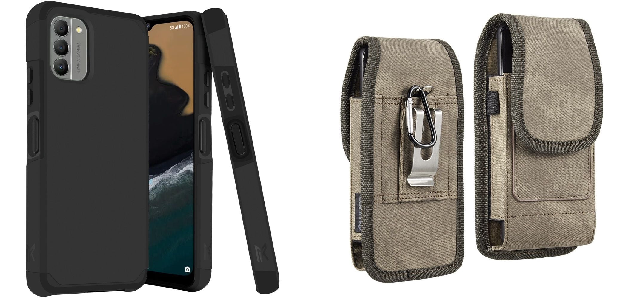 MK Armor Case for Nokia G400 5G and Vertical Rugged Belt Holster (Black ...