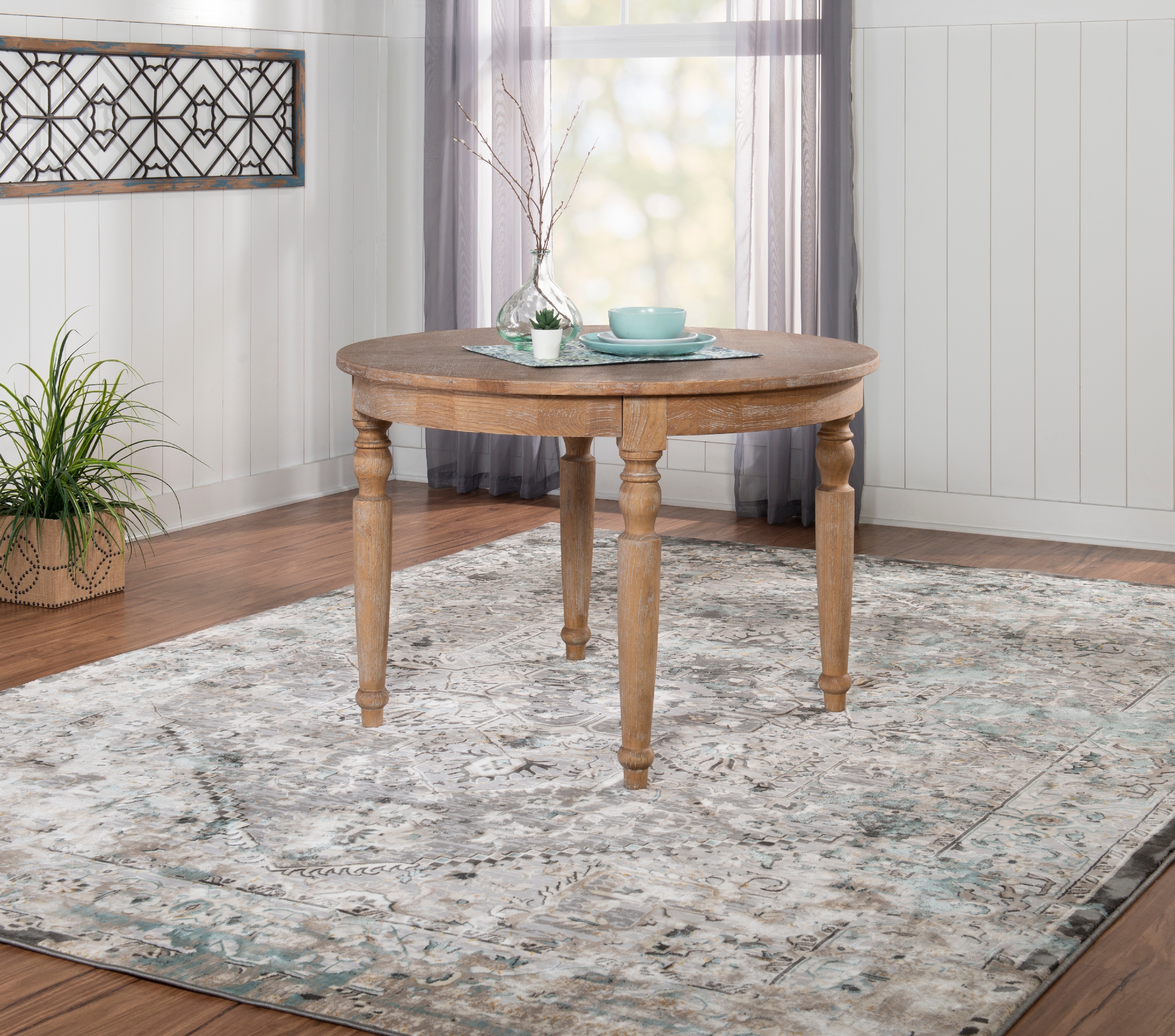 Linon Anthem 42" Round Rustic Dining Table with Turned Legs - Walmart.com