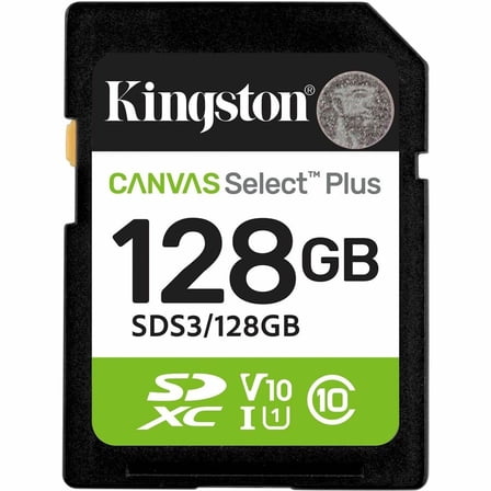 Kingston 128GB SDXC Canvas Select Plus 100MB/s Read Class 10 UHS-I U3 ...
