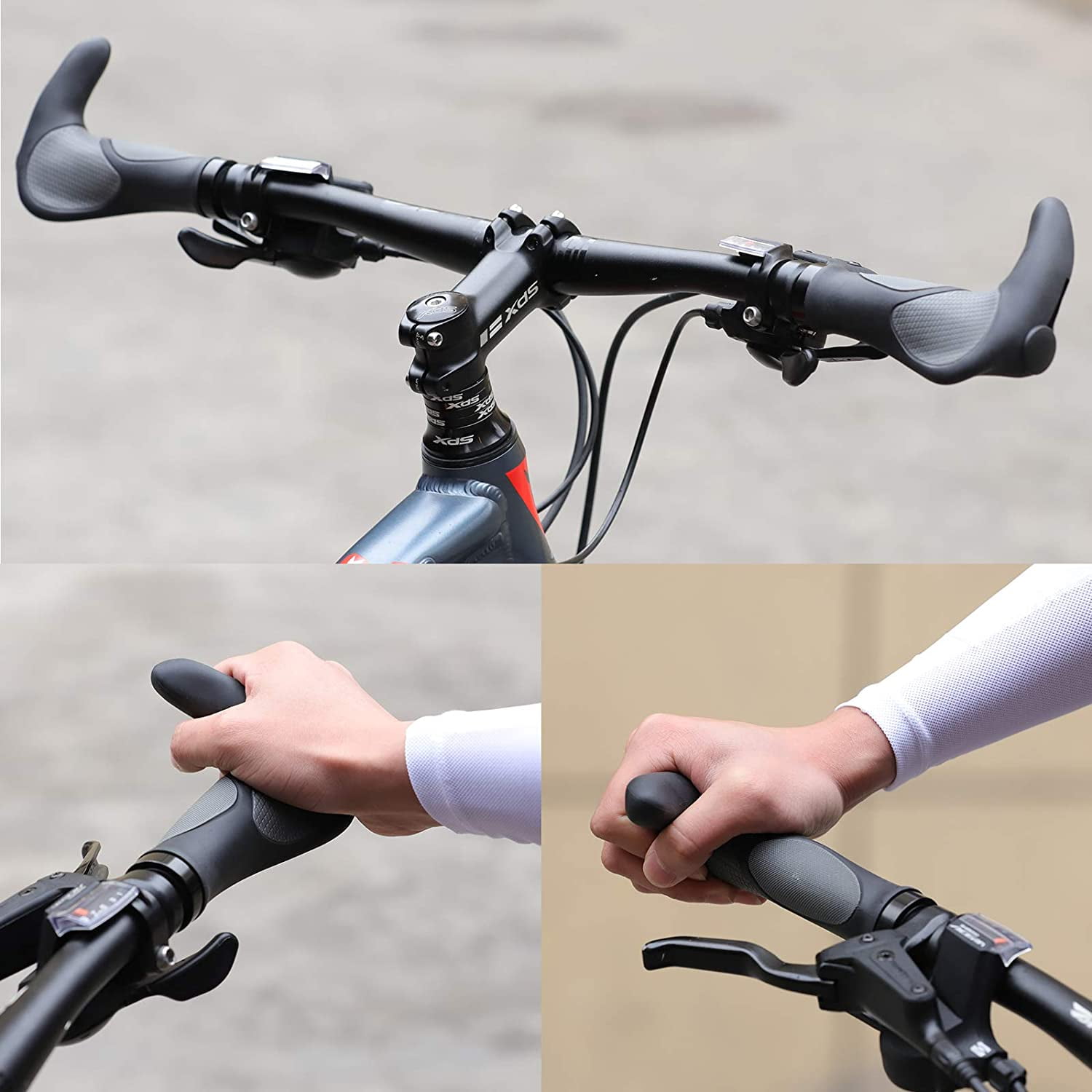 Bike Handlebar Grips, Bicycle Ergonomic Handle Bar End Grips, Shock ...