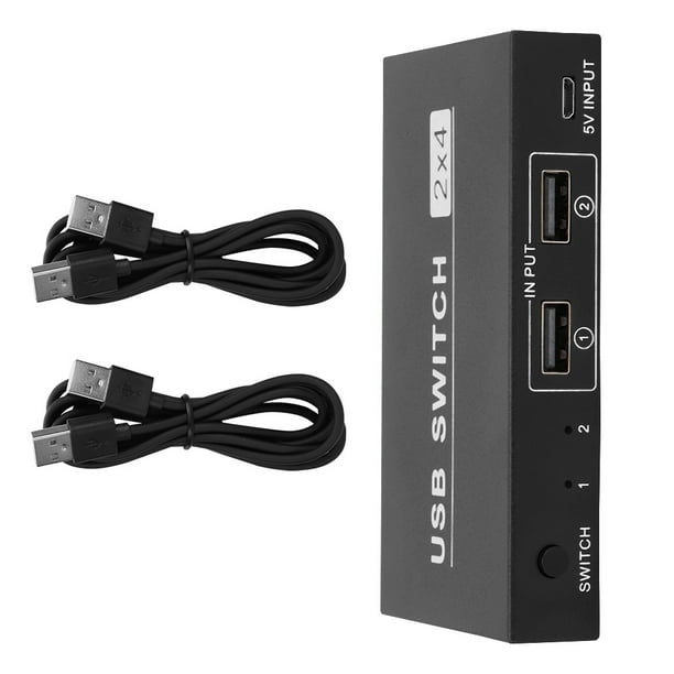 Adaptador de conmutación USB 2 entradas y 4 salidas para compartir PC e ...