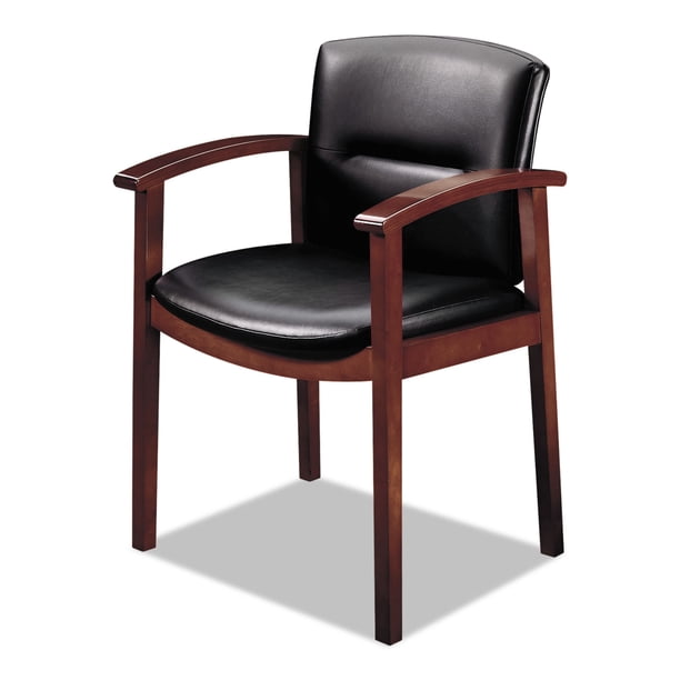 HON 5000 Series Park Avenue Collection Guest Chair Black Vinyl/Mahogany ...
