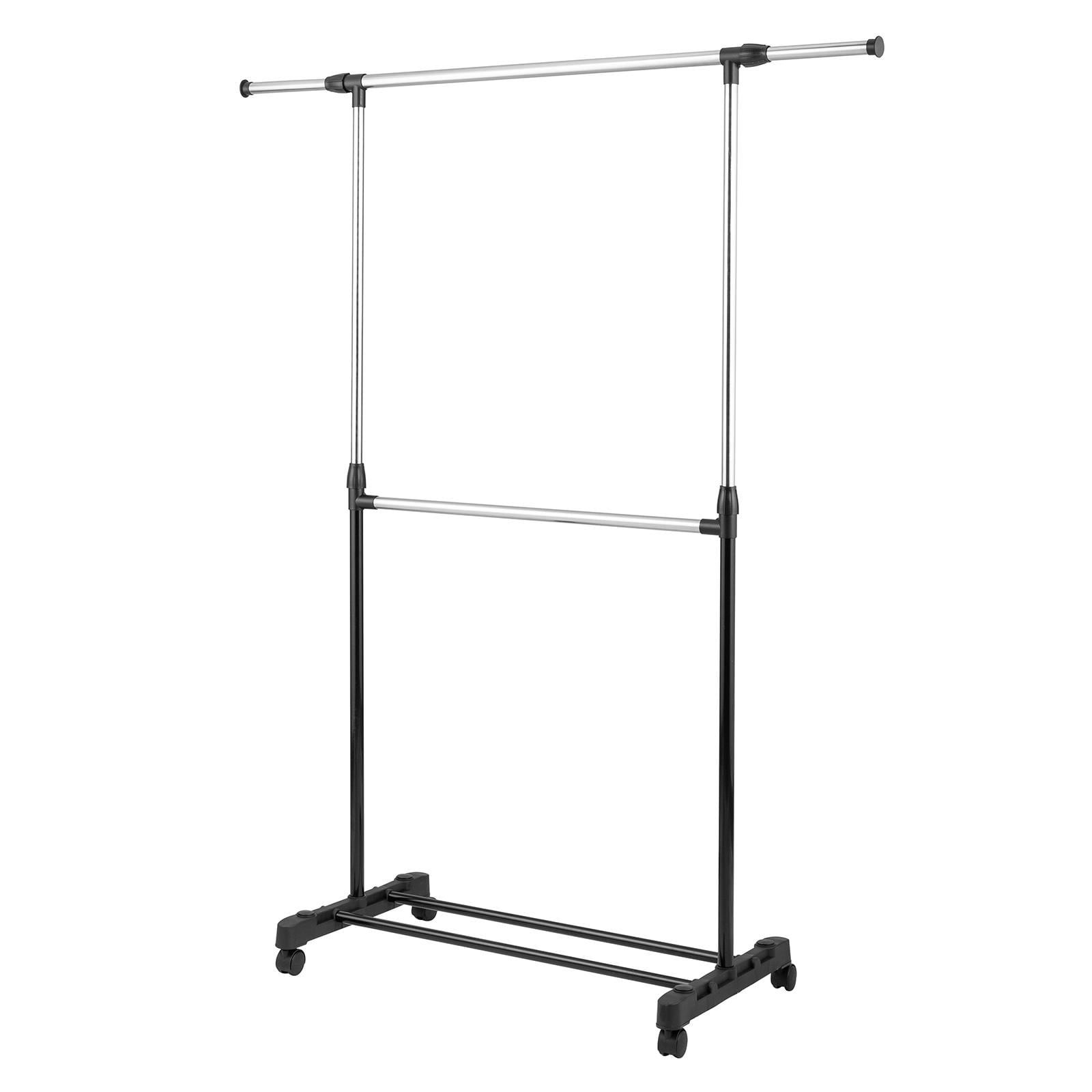 EasingRoom Rolling Clothes Rack Single Rail Hanging Garment Bar Drying ...