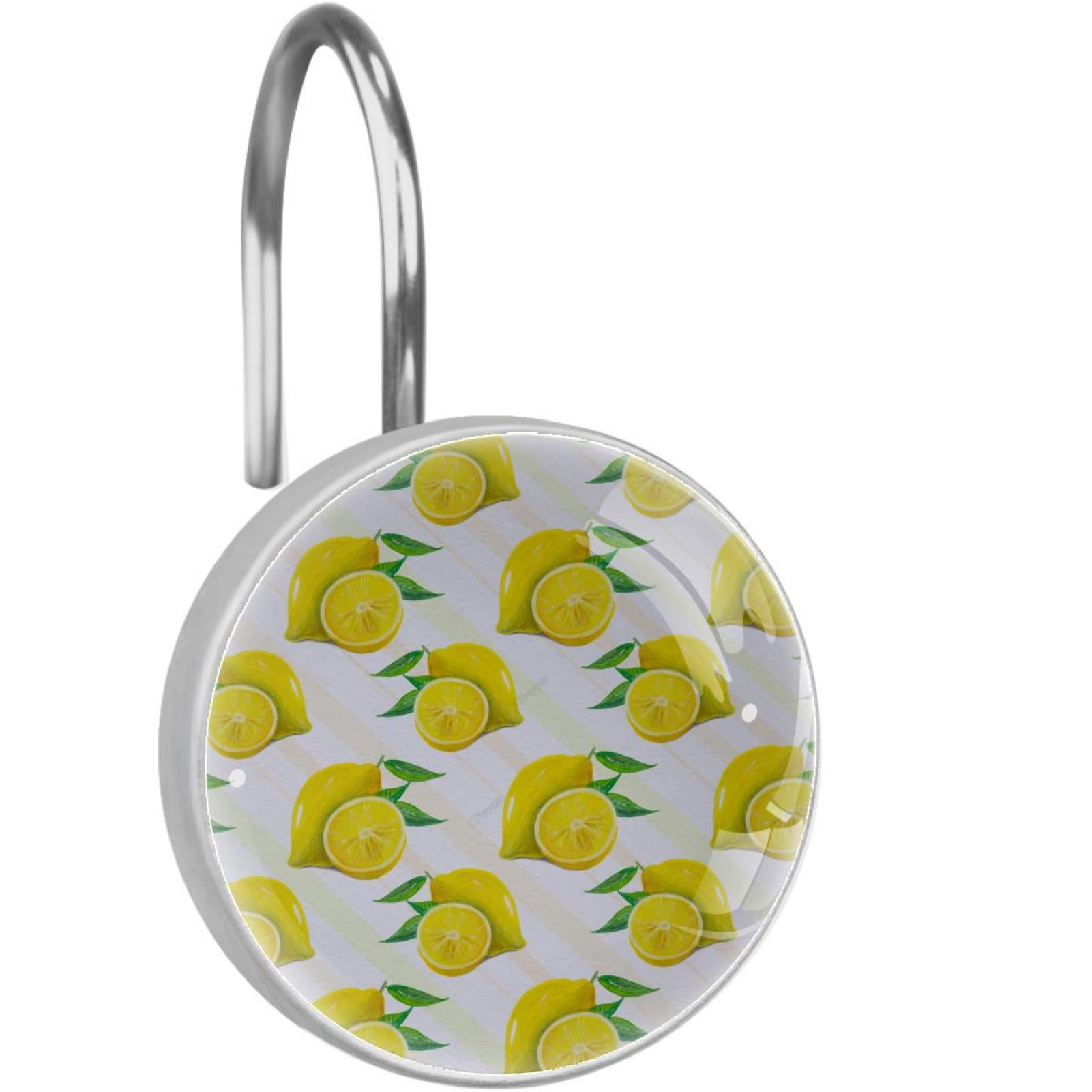 Cartoon Lemon Shower Curtain Hooks（Set of 12）for Home Hotel Shower Rods ...