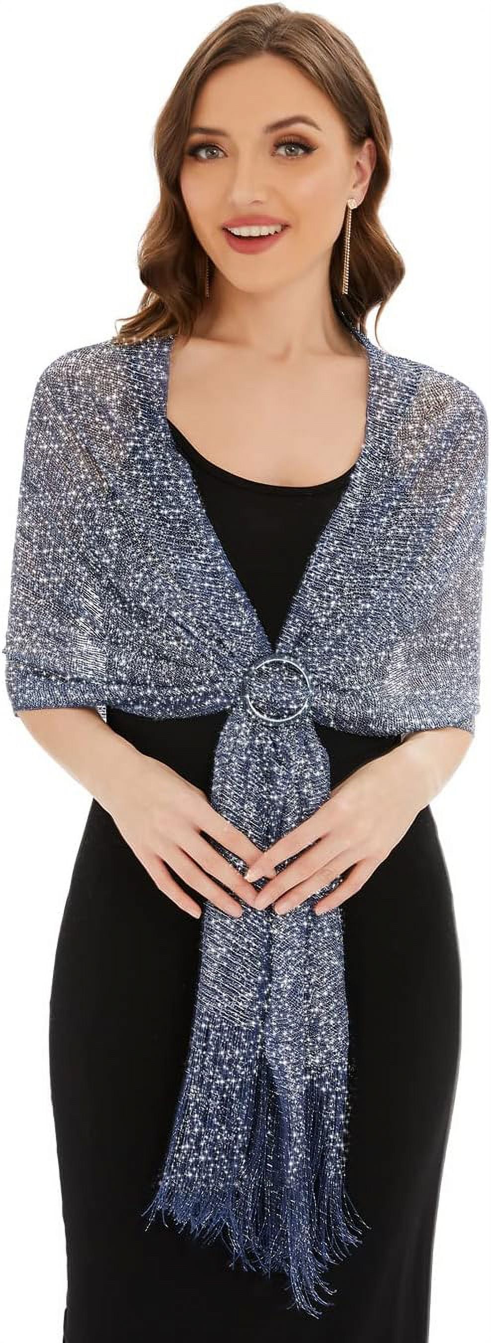 KUNINDOME Sparkling Metallic Shawls and Wraps with Buckle for Evening ...