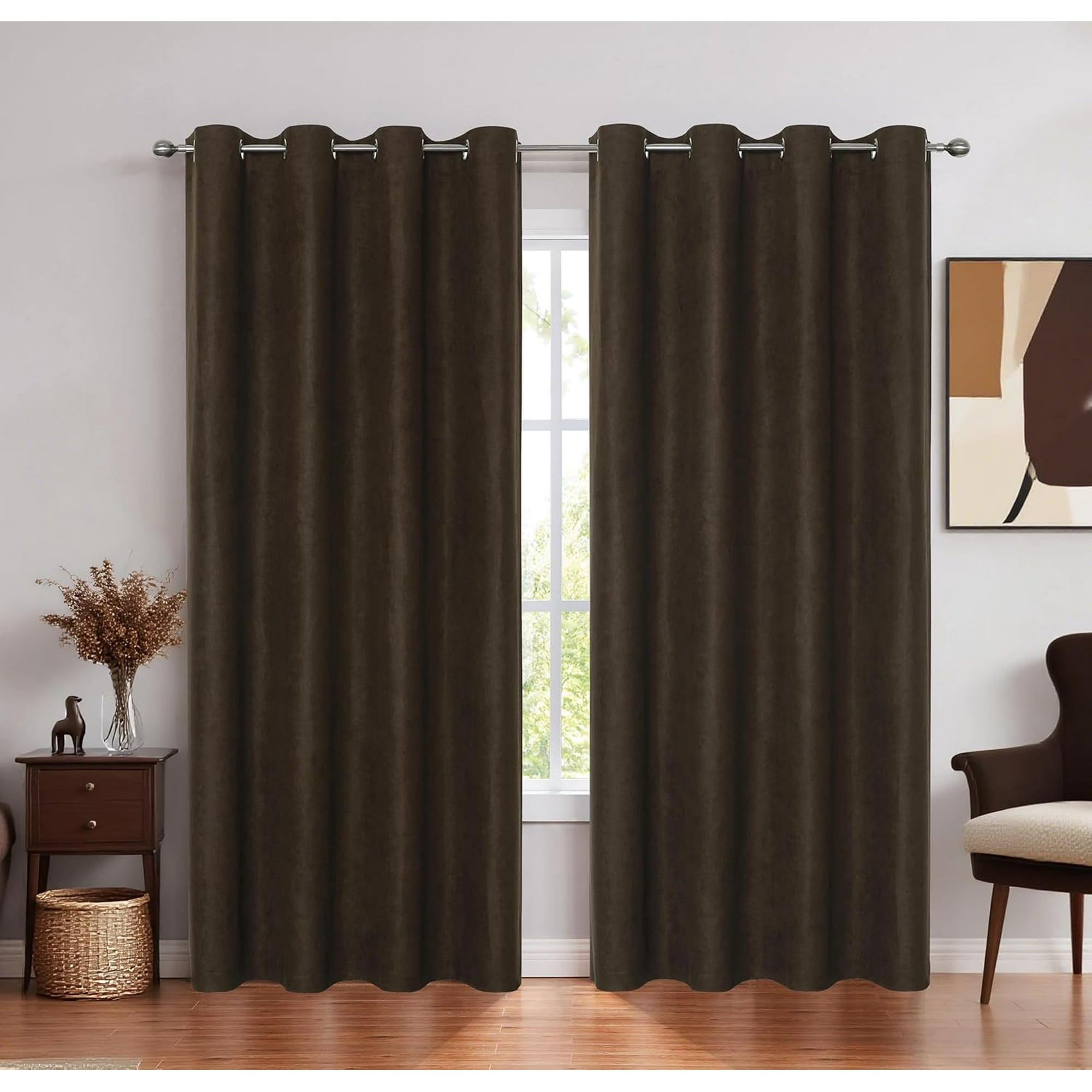Click here for Siabc-Faux Suede Window Curtain Panels 84 Inches L... prices