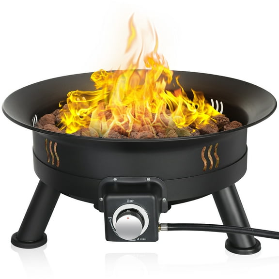 Portable Propane Fire Pit, 21 Inch Smokeless Fire Bowl with Cover ...