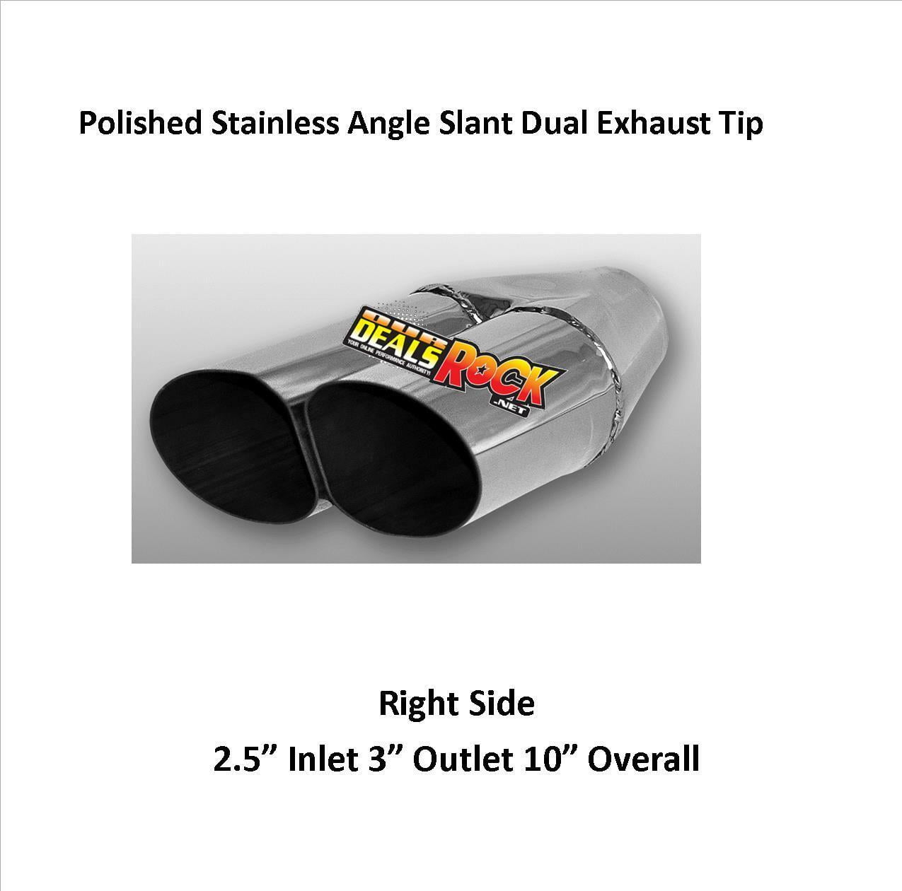 Polished Stainless Angle Slant Dual Exhaust Tip Right Side 2.5" In 3 ...