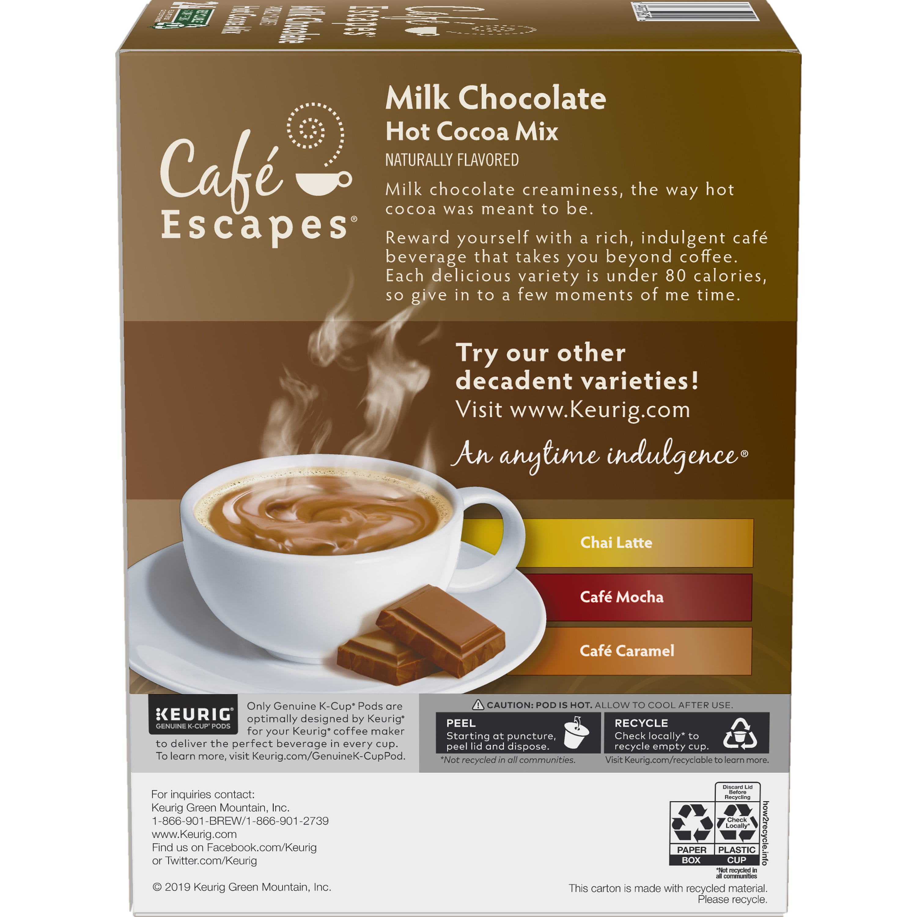 Cafe Escapes Milk Chocolate Ingredients