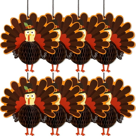 HTWW Thanksgiving Hanging Paper Turkey Honeycomb Tissue Turkey ...