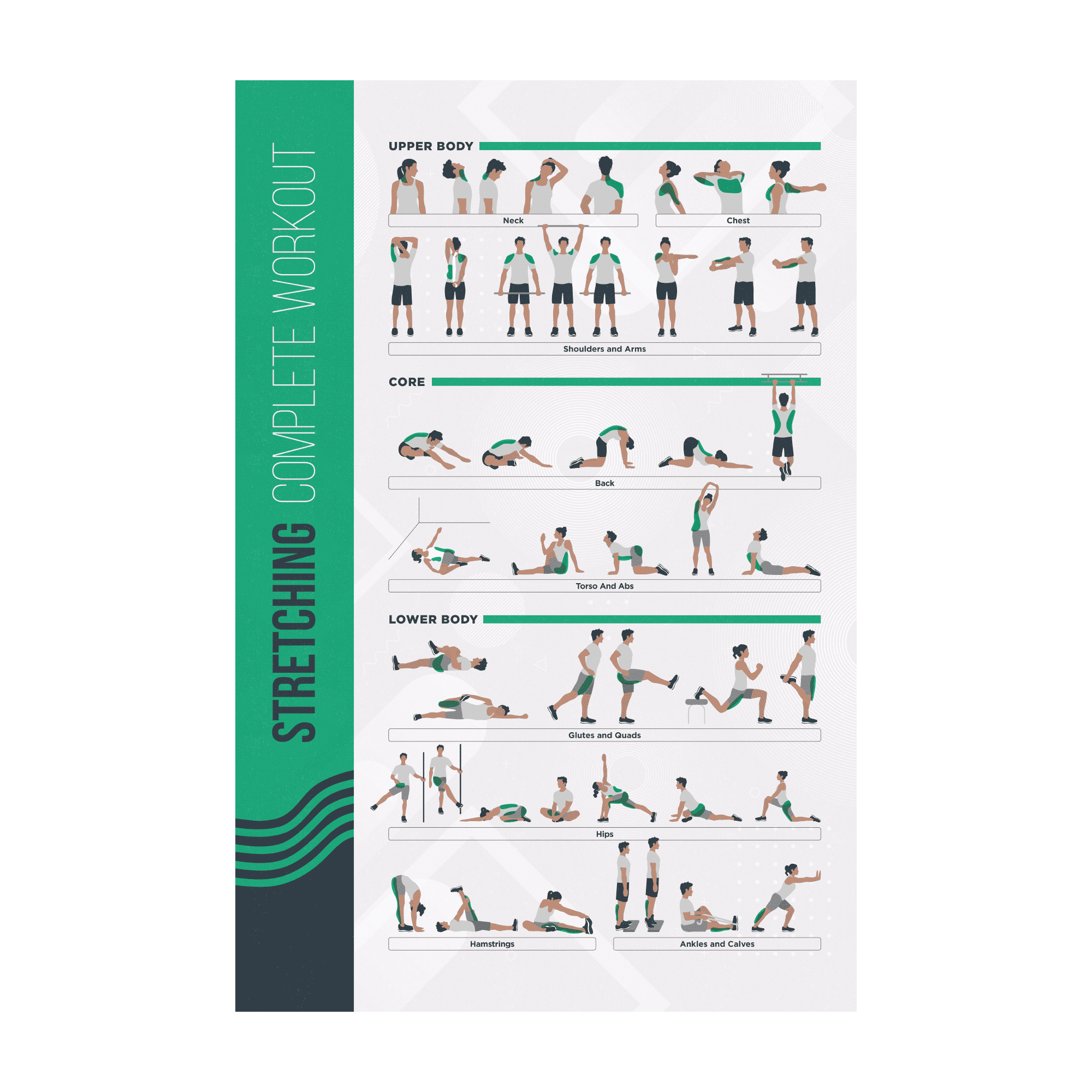 FitMate Stretching Workout Exercise Poster - Home Gym Decor, (20 x 30 ...