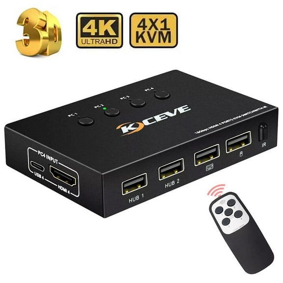 StarTech 4-Port HDMI KVM Switch - 4K 30Hz - Dual Display for Desktop ...
