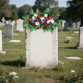 Artificial Red White Blue Chrysanthemum Cemetery Saddle, Memorial Day ...
