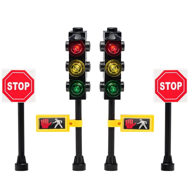 Building Bricks Toys Traffic Light with Pedestrian Crossing Stop Sign ...