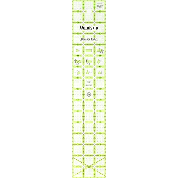 Omnigrip 3" x 16" Non-Slip Hexagon Quilting Ruler by Omnigrid - Walmart.com