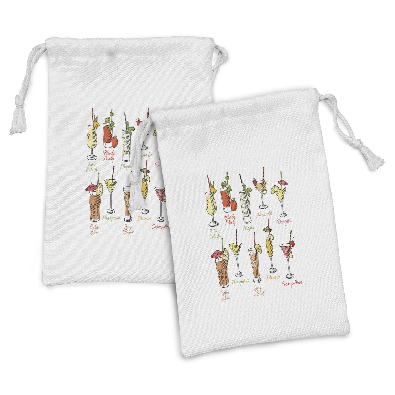 Cocktail Party Fabric Pouch Set of 2, Cocktails and Drinks from All ...