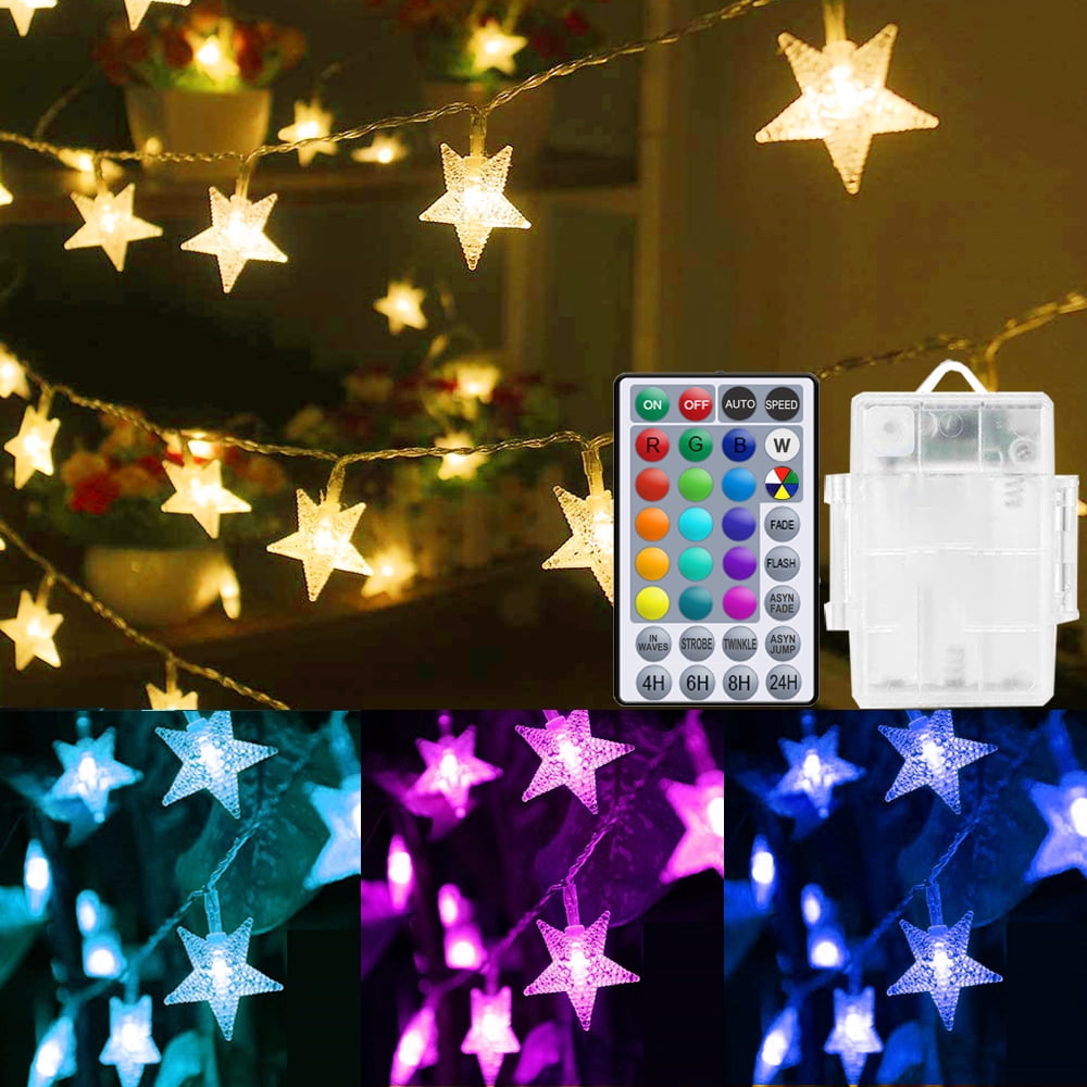Solhice 20ft Color Changing Star String Lights Battery Operated, 45 LED ...