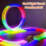 Anpro Glow Race Track Set for Kids, 114pcs Glow in the Dark Flexible ...