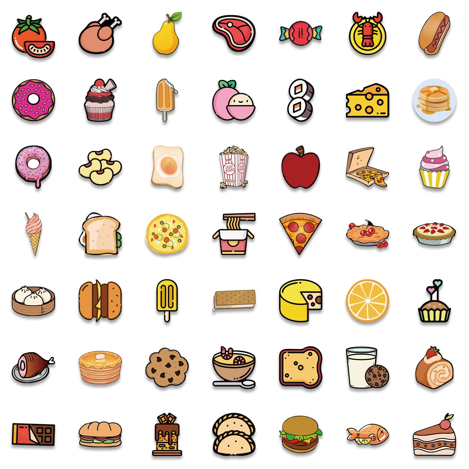 Click here for Seductiva Less Than 5 Stickers Cartoon Food Doodle... prices