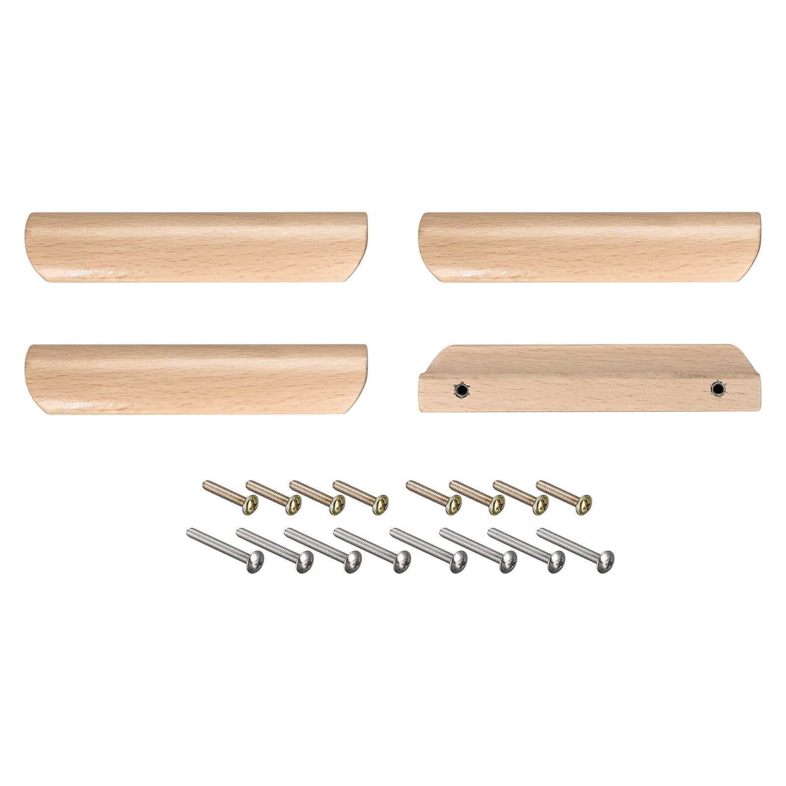 Uxcell Wooden Pull Handle, 4 Pack 192mm/3.78" Hole Distance Wood ...