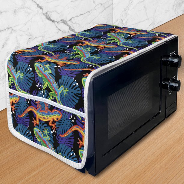 Gecko Microwave Oven Cover, Exotic Colorful Lizards on Monstera Leaves ...