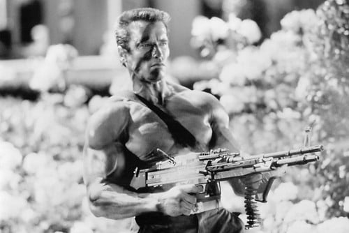 Arnold Schwarzenegger Commando Barechested Firing Machine Gun 24x36 ...