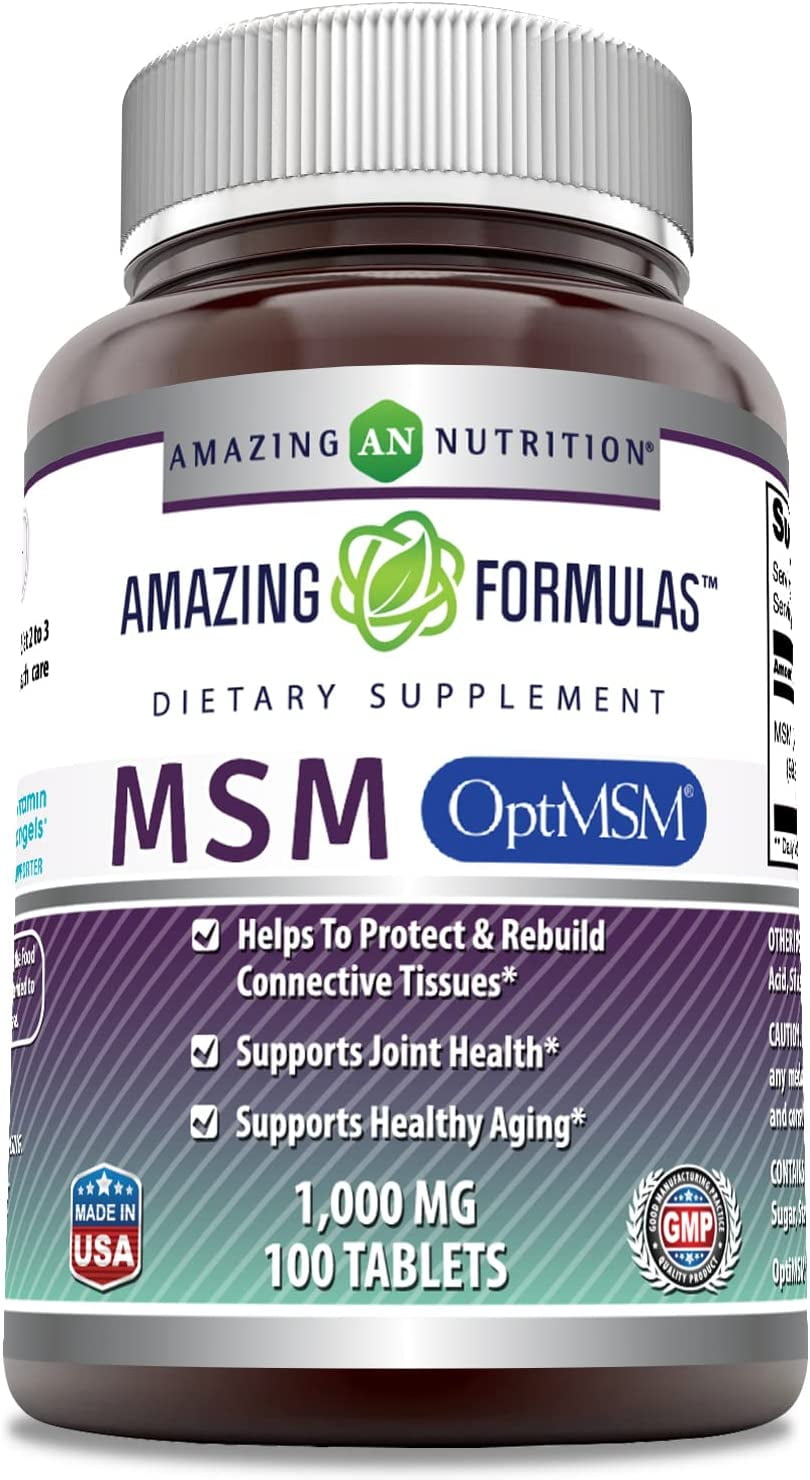 Amazing Formulas OptiMSM Supplement 1000 mg, 100 Tablets (Non-GMO ...