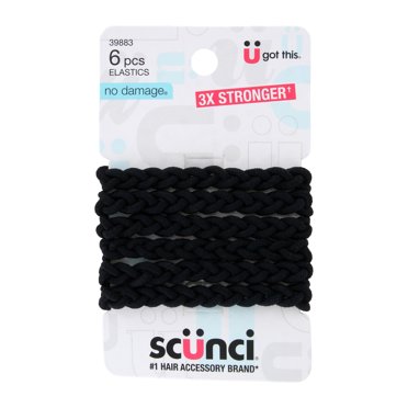 Scunci Elevated Basics No-Damage 4mm Hair Elastics, Black, 20-Pieces ...