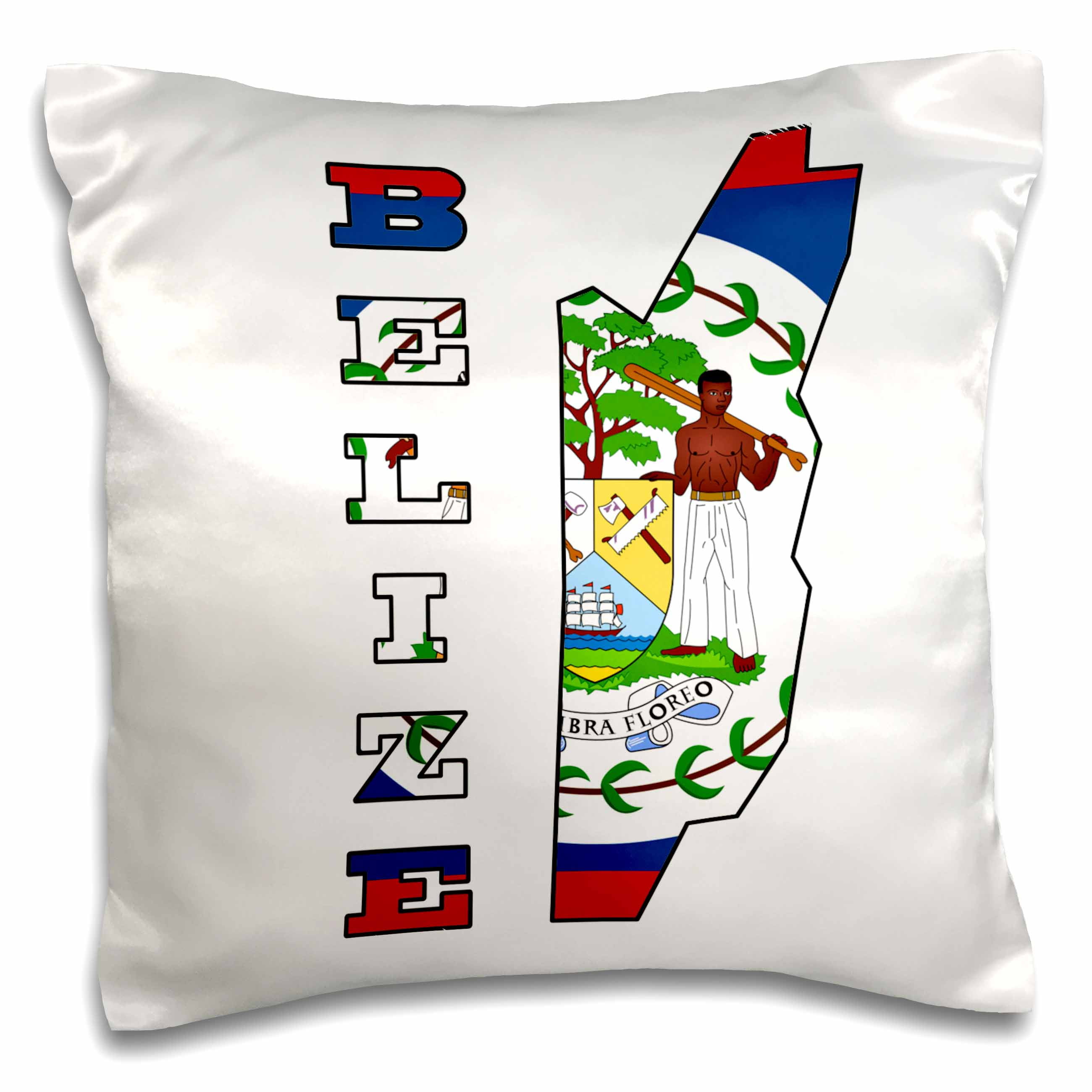 The flag of Belize in the outline map and name of the country of Belize ...