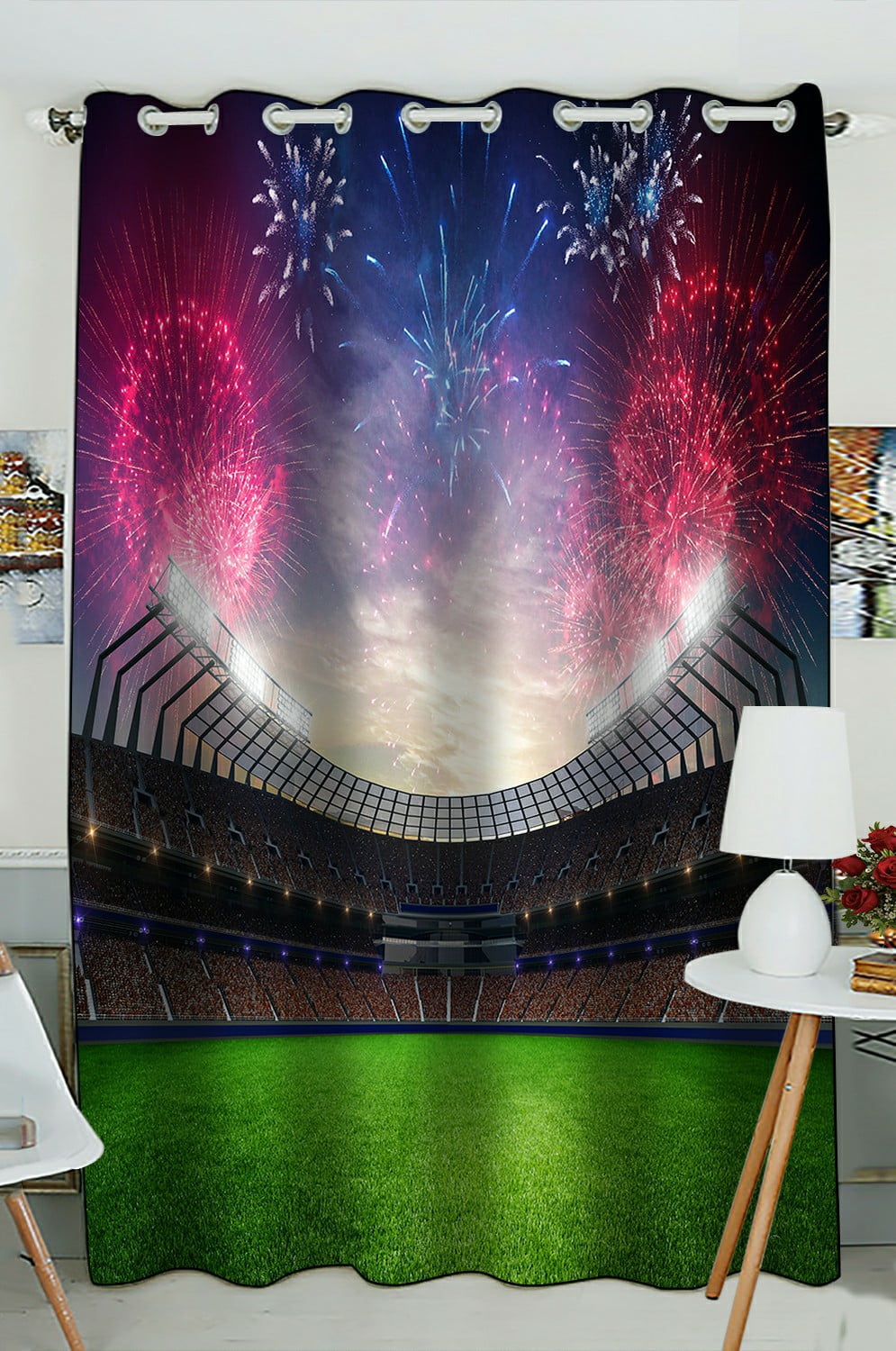 ECZJNT people fans fireworks cloudy sky Blackout Window Curtain Drapery ...