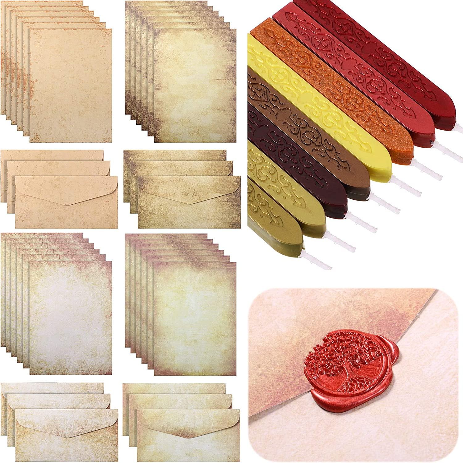 24 Pieces Antique Looking Paper Vintage Classic Aged Paper with 12 ...