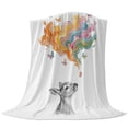 Abstract Deer Fleece Throw Blanket Colored Cloud Paint Red Blue Yellow ...
