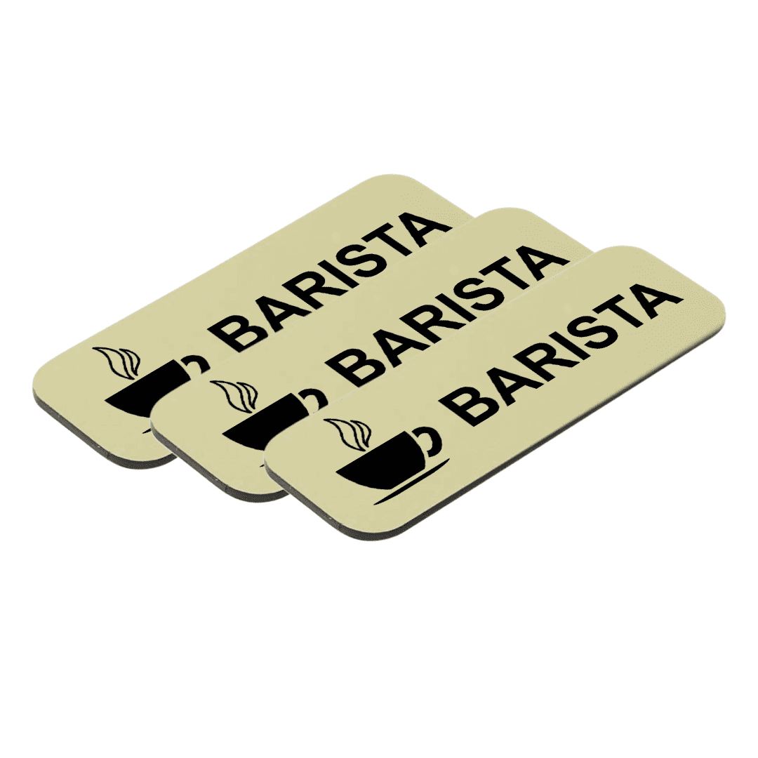 Barista 1 x 3" Name Tag/Badge, Brushed Gold, (3 Pack) - Walmart.com
