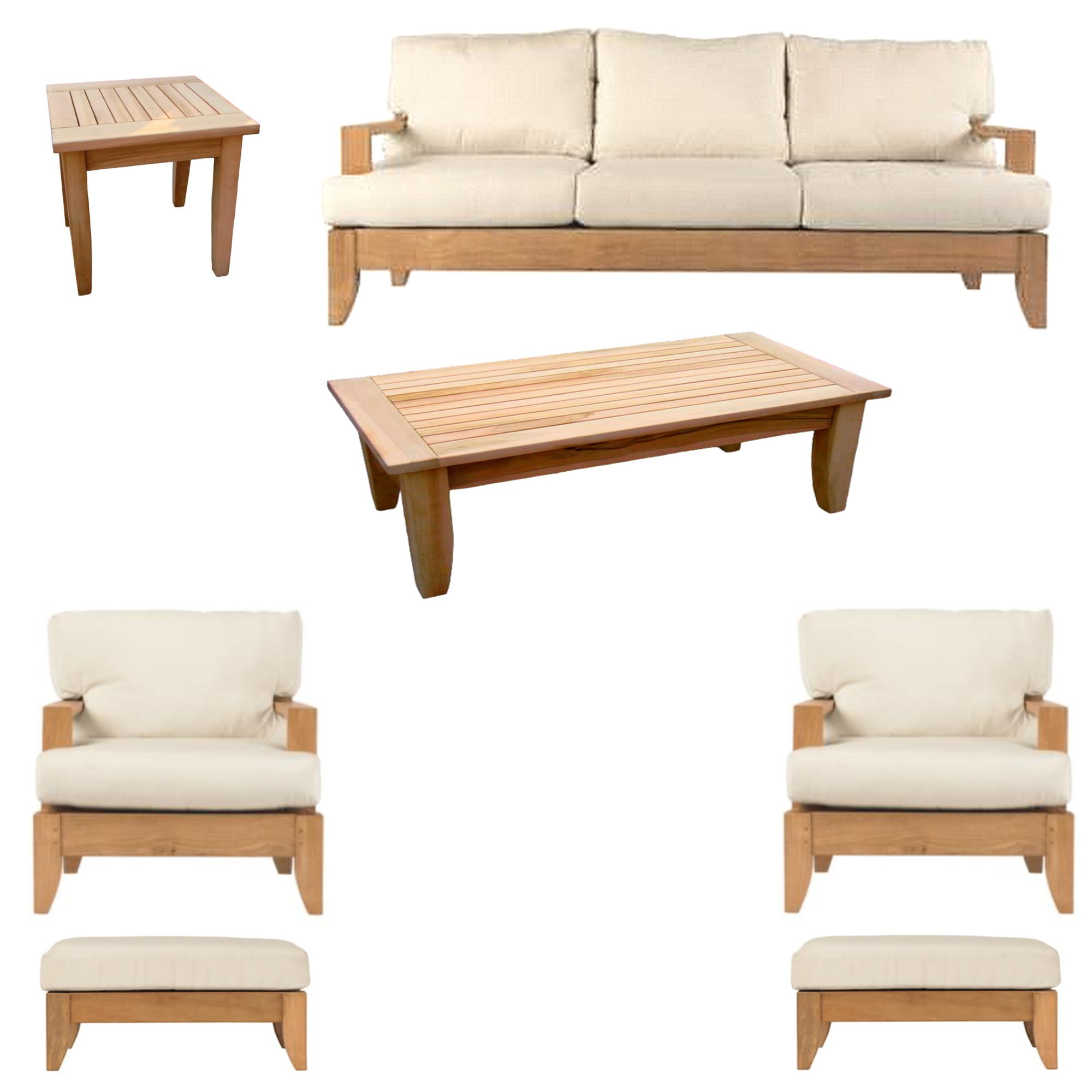 Atnas 7 Pc Sofa Set: Sofa, 2 Lounge Chairs, 2 Ottomans, Coffee Table ...