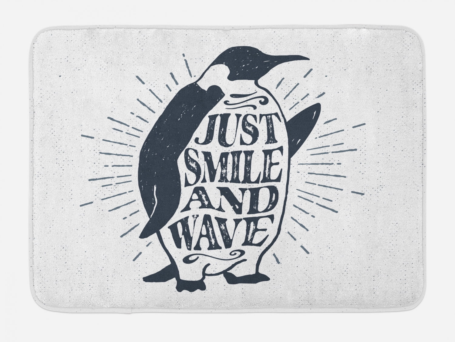 Inspirational Bath Mat, Vintage Artwork with Emperor Penguin and "Just ...