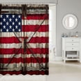 Rustic Wood Barn Door Shower Curtain 84" L x 72" W American Flag Rural ...