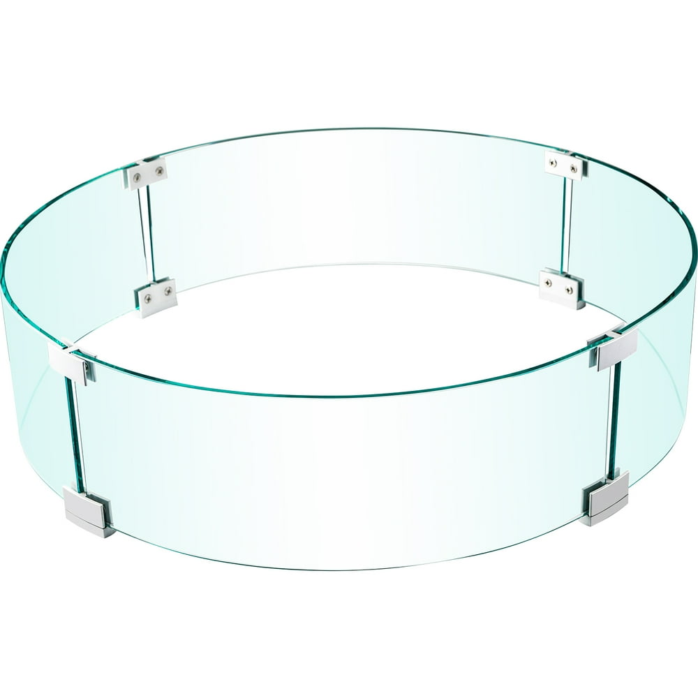 Vevor Fire Pit Wind Guard 24 X 24 X 6 Inch Glass Flame Guard Round Glass Shield 14 Inch