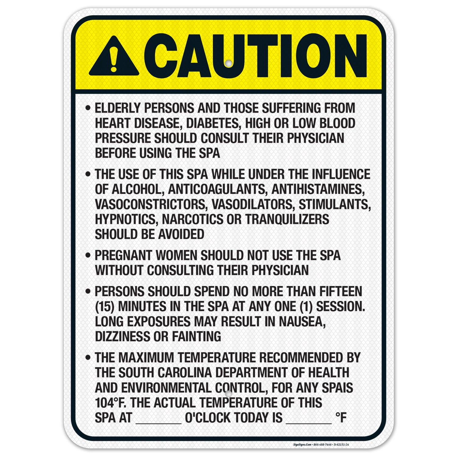South Carolina Caution Sign, Complies With State Of South Carolina Pool ...