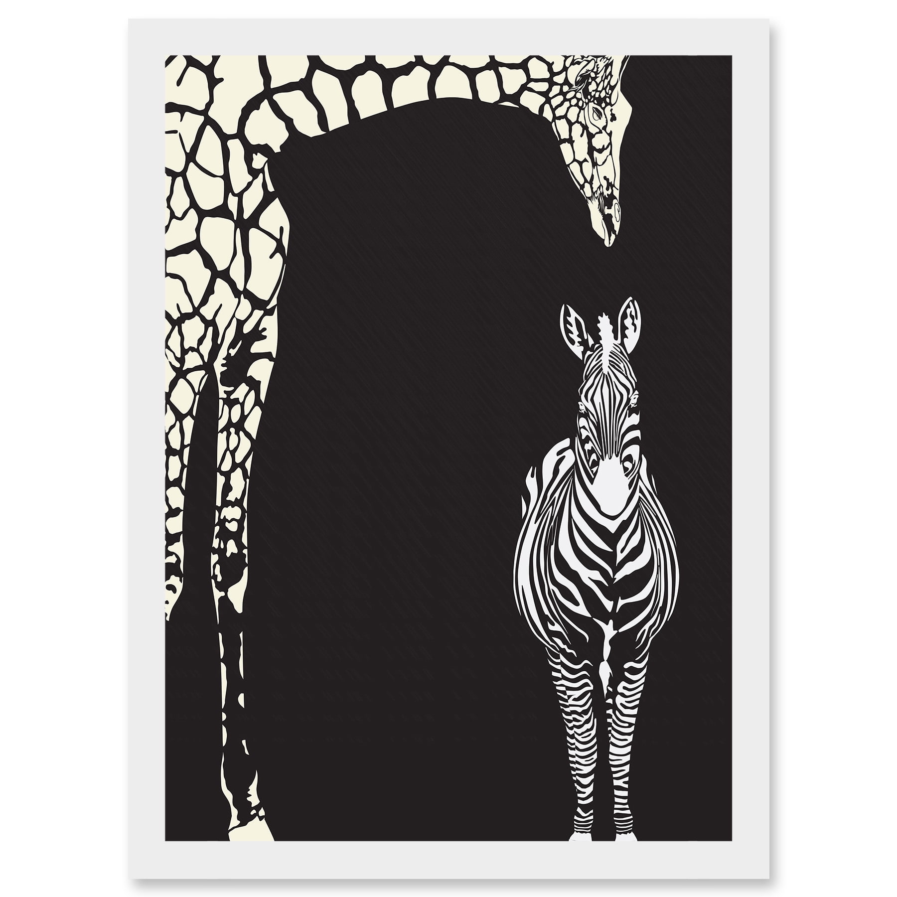 Zebra And Giraffe B&W Zoo A4 Artwork Framed Wall Art Print - Walmart.com