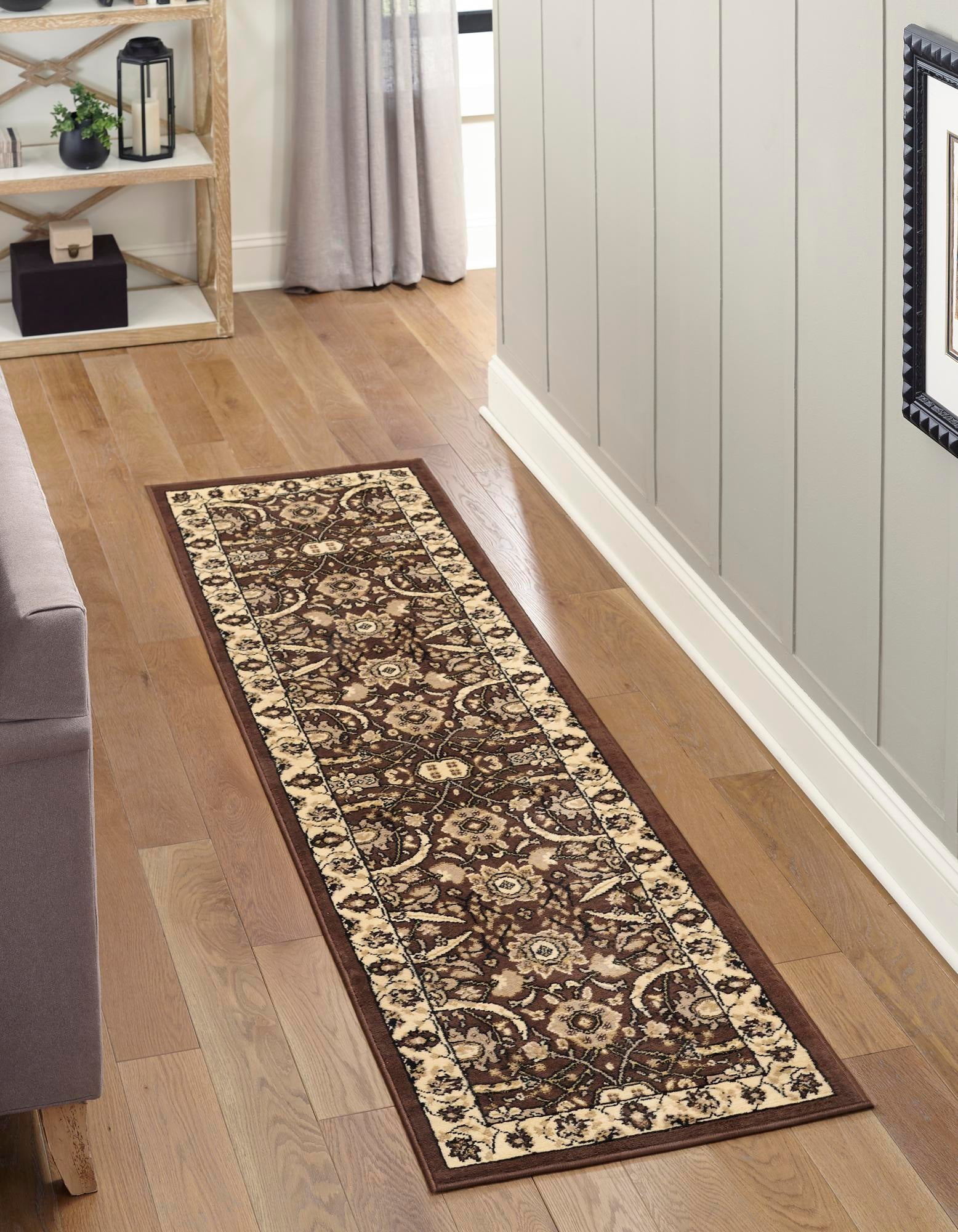 Rugs.com Neda Collection Rug – 8 Ft Runner Brown Low Rug Perfect For ...