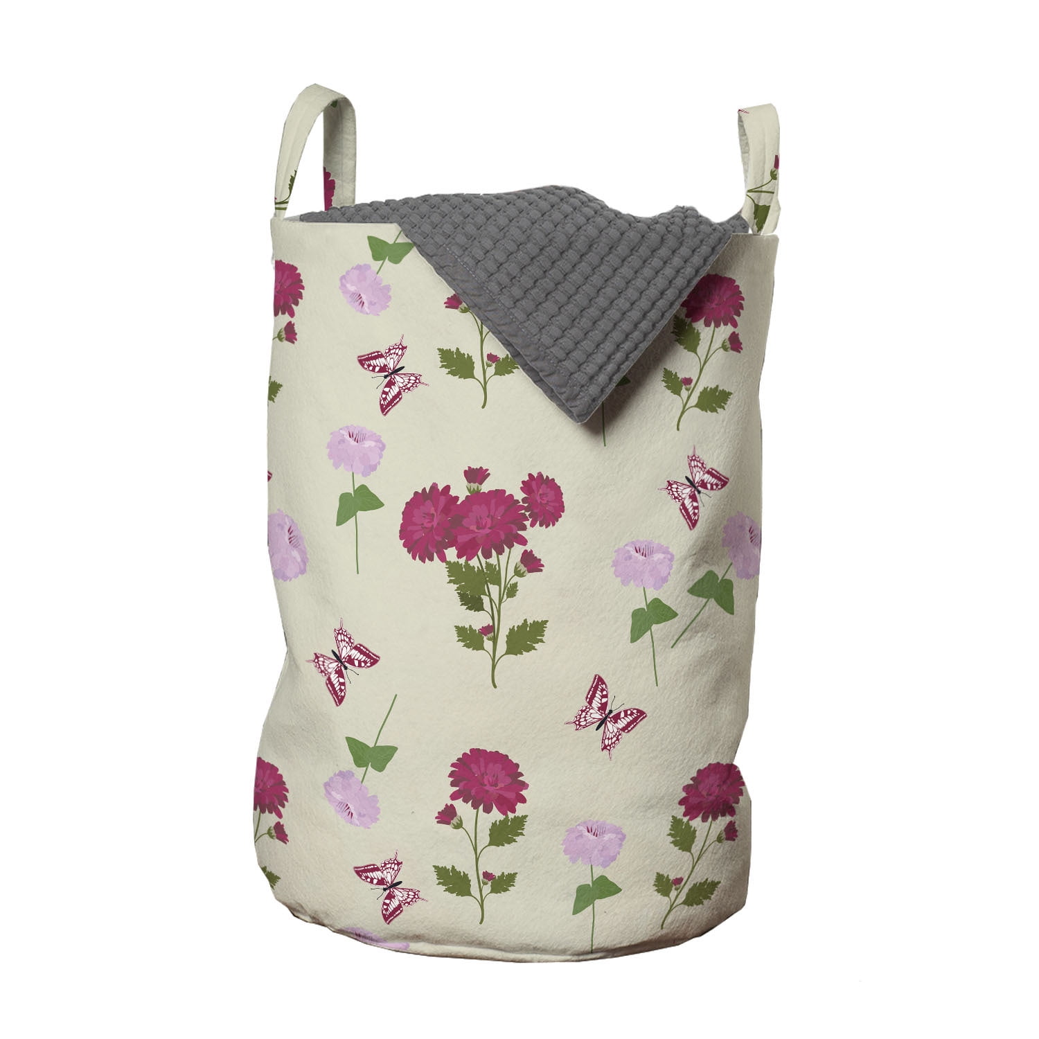 Floral Laundry Bag, Spring Time Flowers Spread Bouquet on Pastel Tone ...