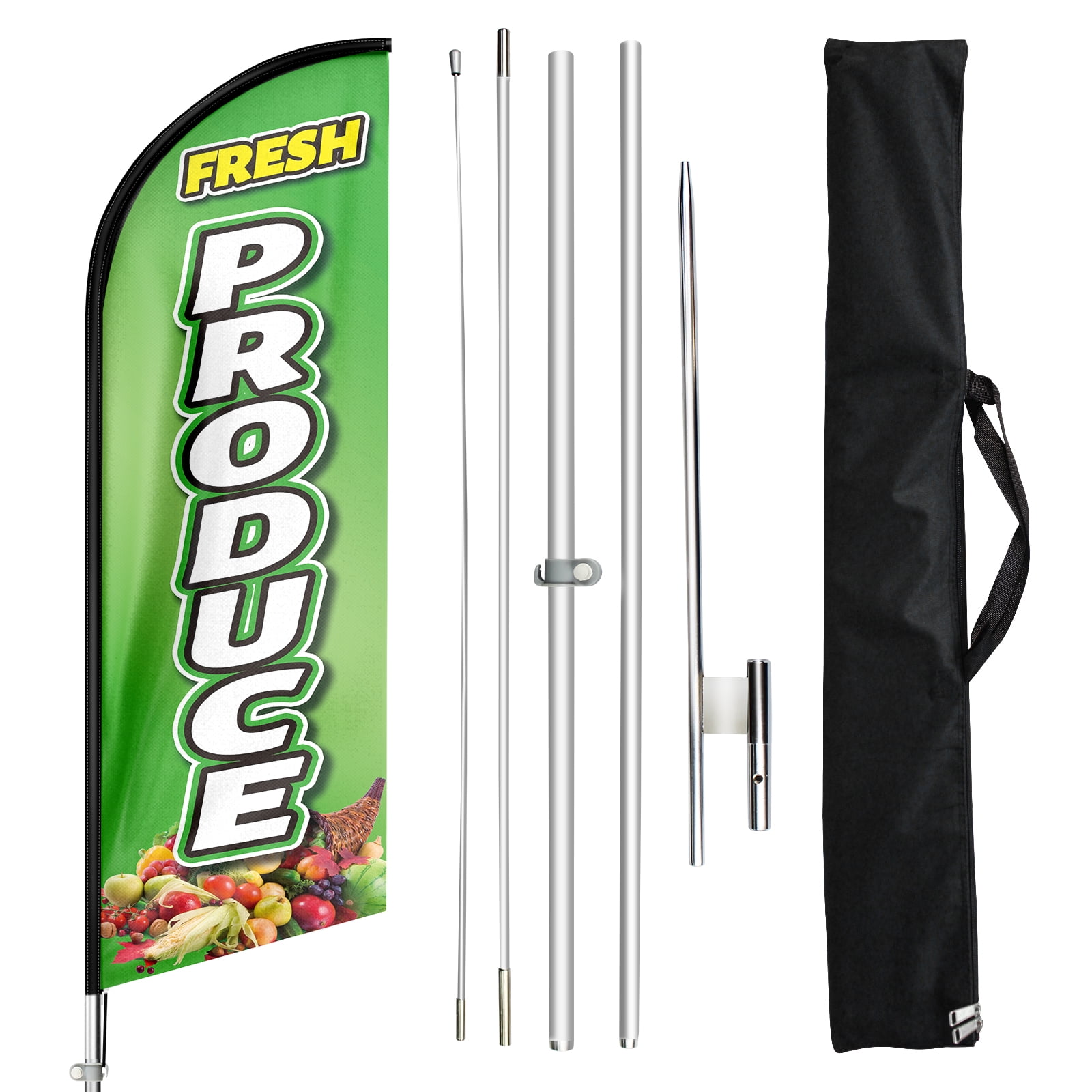 Produce Feather Flag with Flag Pole Kit and Ground Spike, 11FT Windless ...