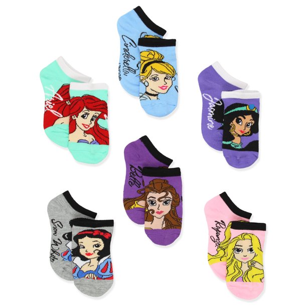Disney - Disney Princess Girls Toddler Teen Womens 6 pack Socks 7579FH ...